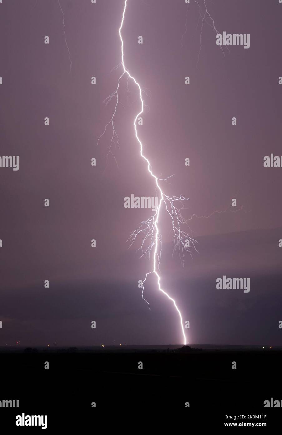 Lightning strikes the earth near Russell, Kansas, USA Stock Photo - Alamy