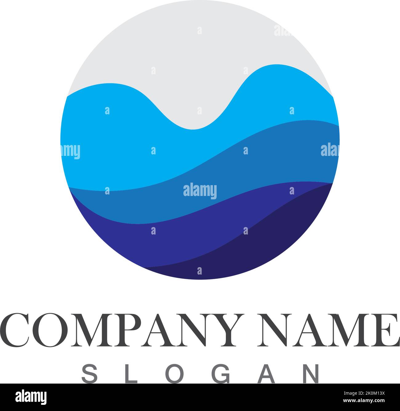 Isolated round shape logo. Blue color logotype. Flowing water image ...