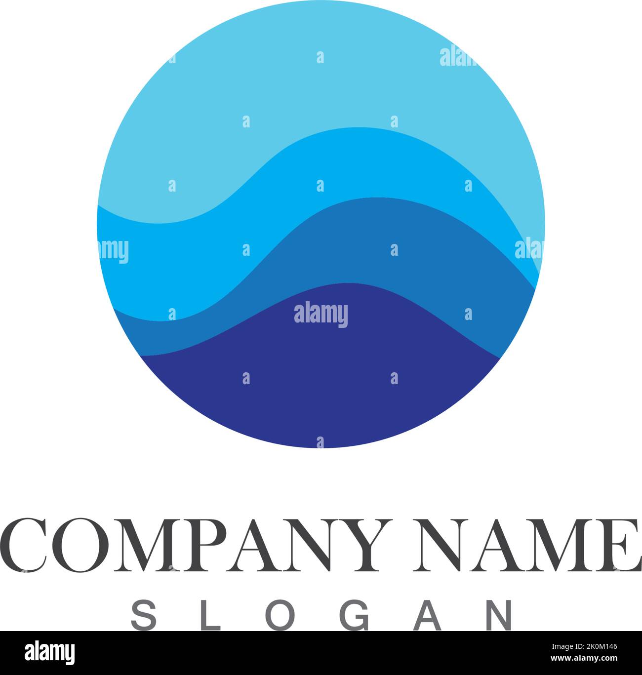Isolated round shape logo. Blue color logotype. Flowing water image ...