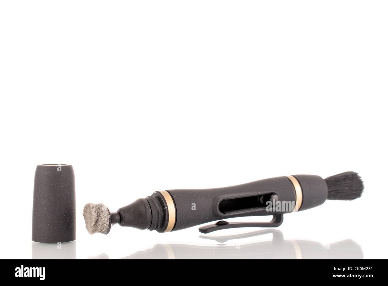 One optics cleaning pencil, close-up, isolated on a white background ...