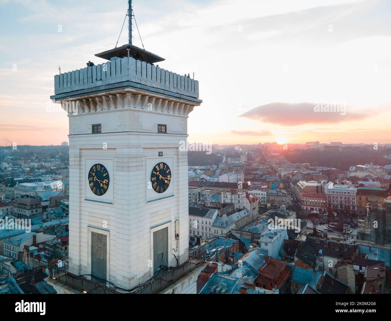 Aerial view sunset above lviv hi-res stock photography and images - Alamy