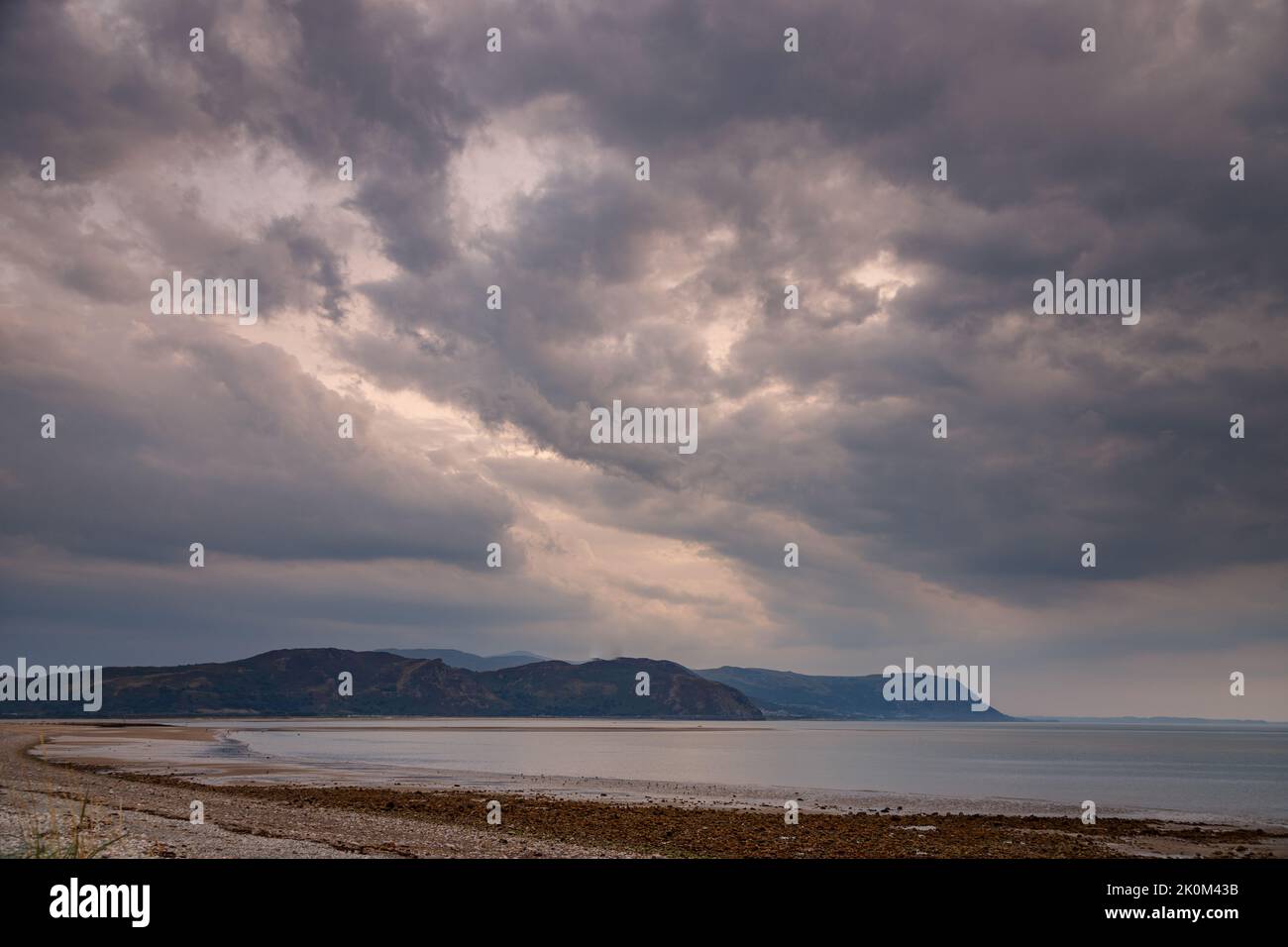 Storm clouds and rain over the West Shore at Llandudno on the North ...