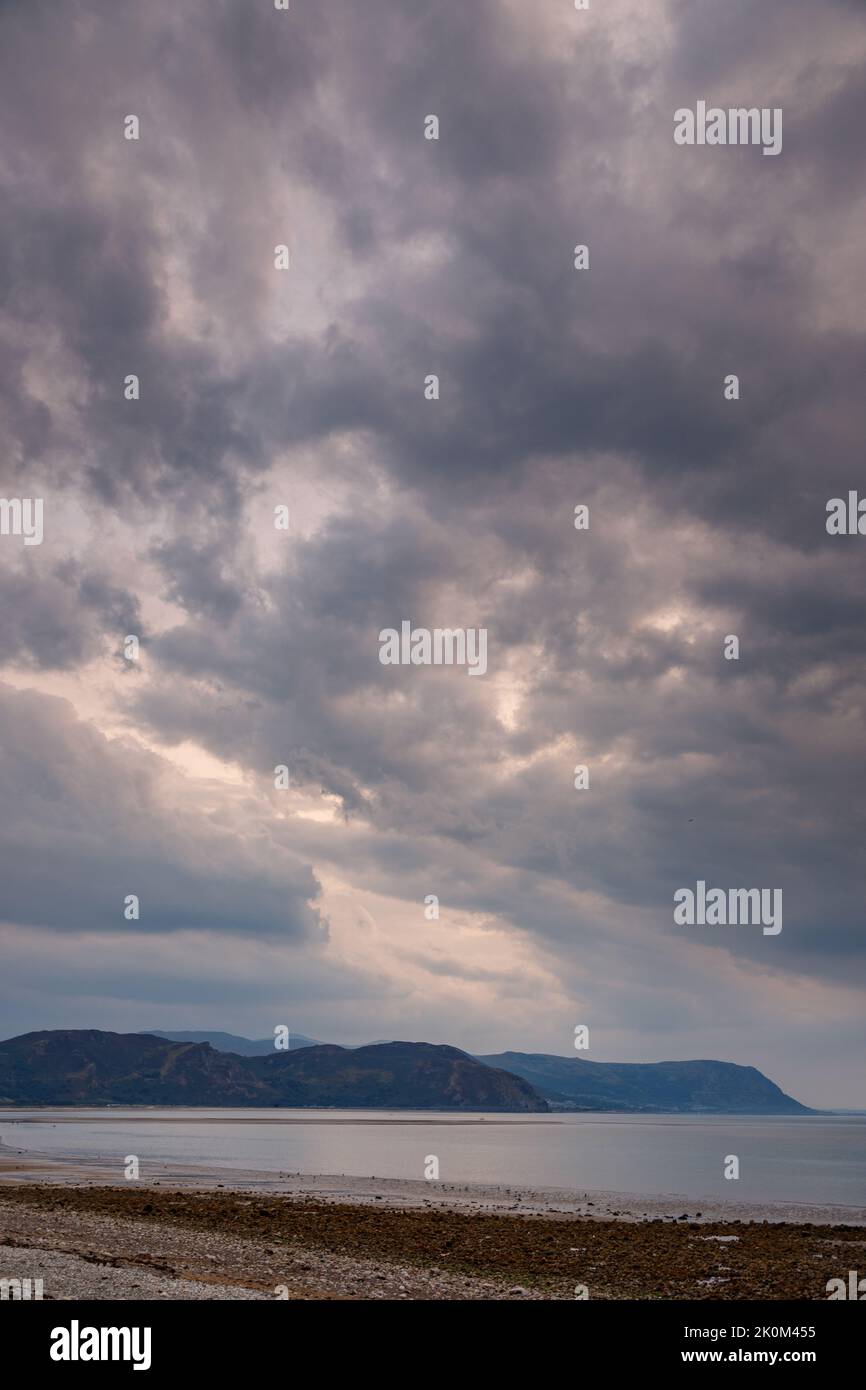 Storm clouds and rain over the West Shore at Llandudno on the North ...