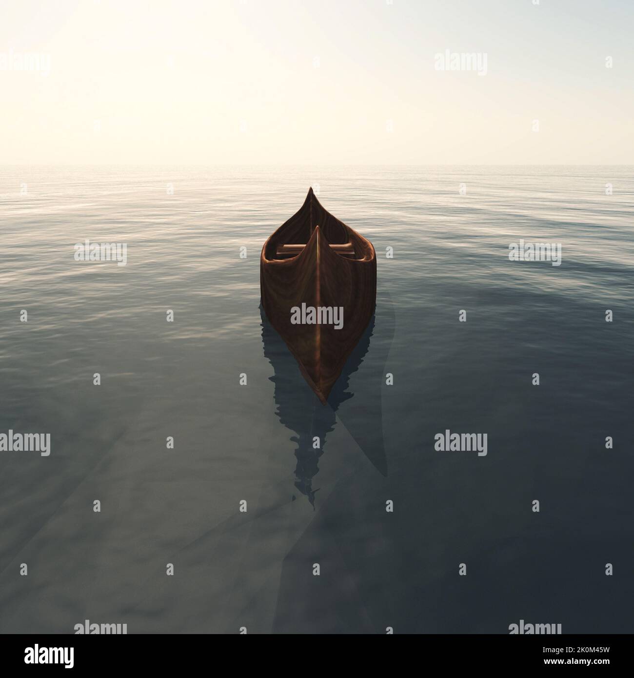 Empty canoe on the high seas. 3D rendering Stock Photo - Alamy