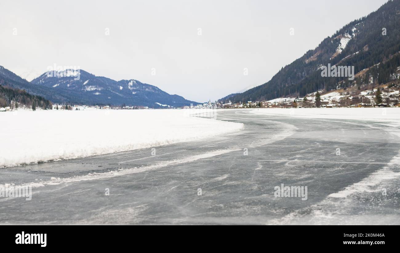 Weissensee, Austria - February, 7 2022: Lake Weissensee (Austria) on a ...