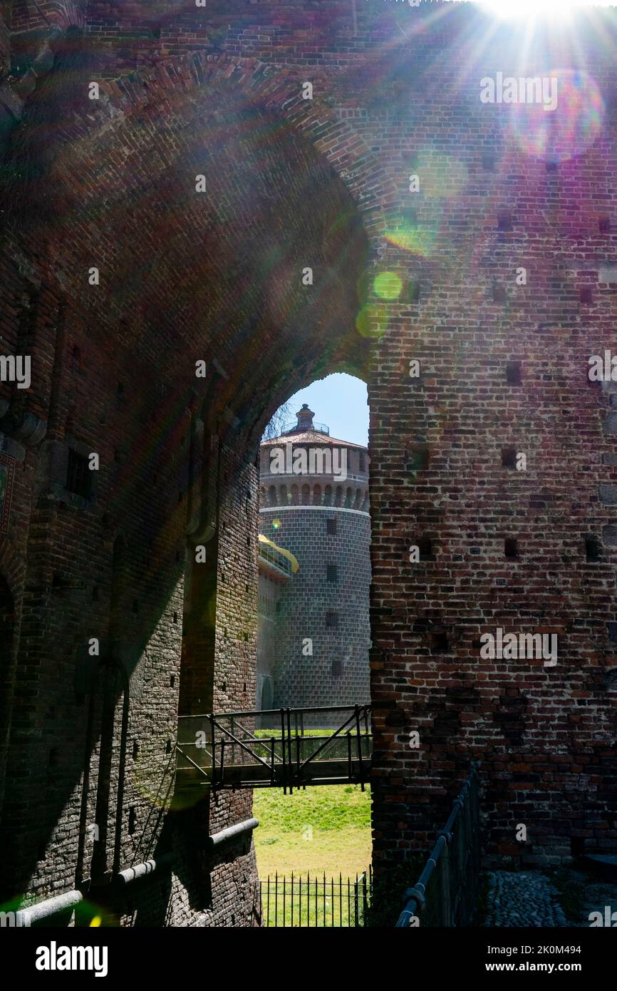 Milan castle tunnel hi-res stock photography and images - Alamy