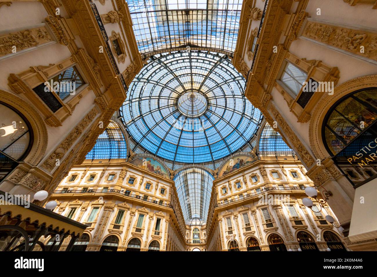 glass-vaulted arcades in the gallerie shopping center Vittorio Emanuele ...