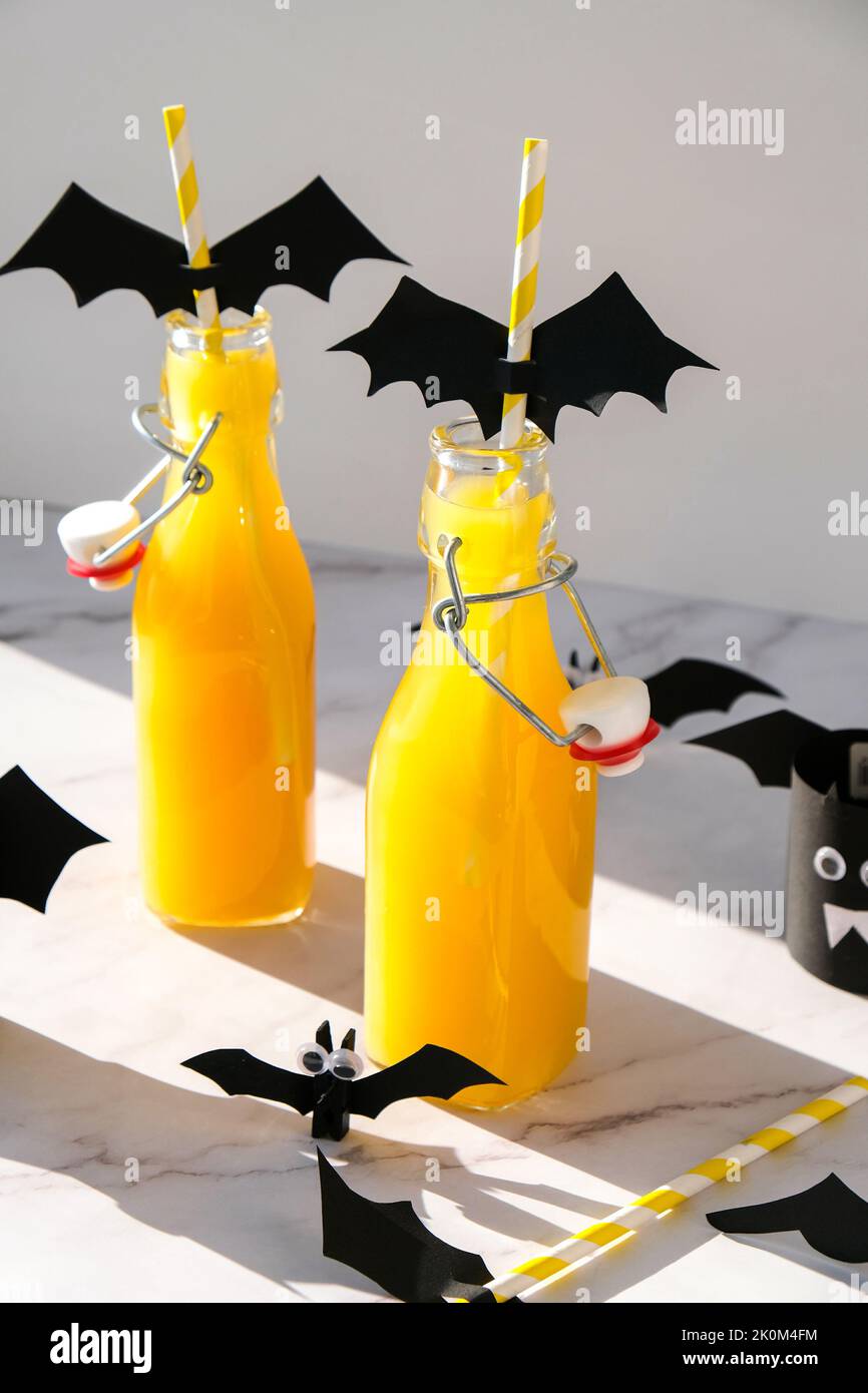 Halloween Mocktails. Orange non-alcoholic cocktail for Halloween party ...
