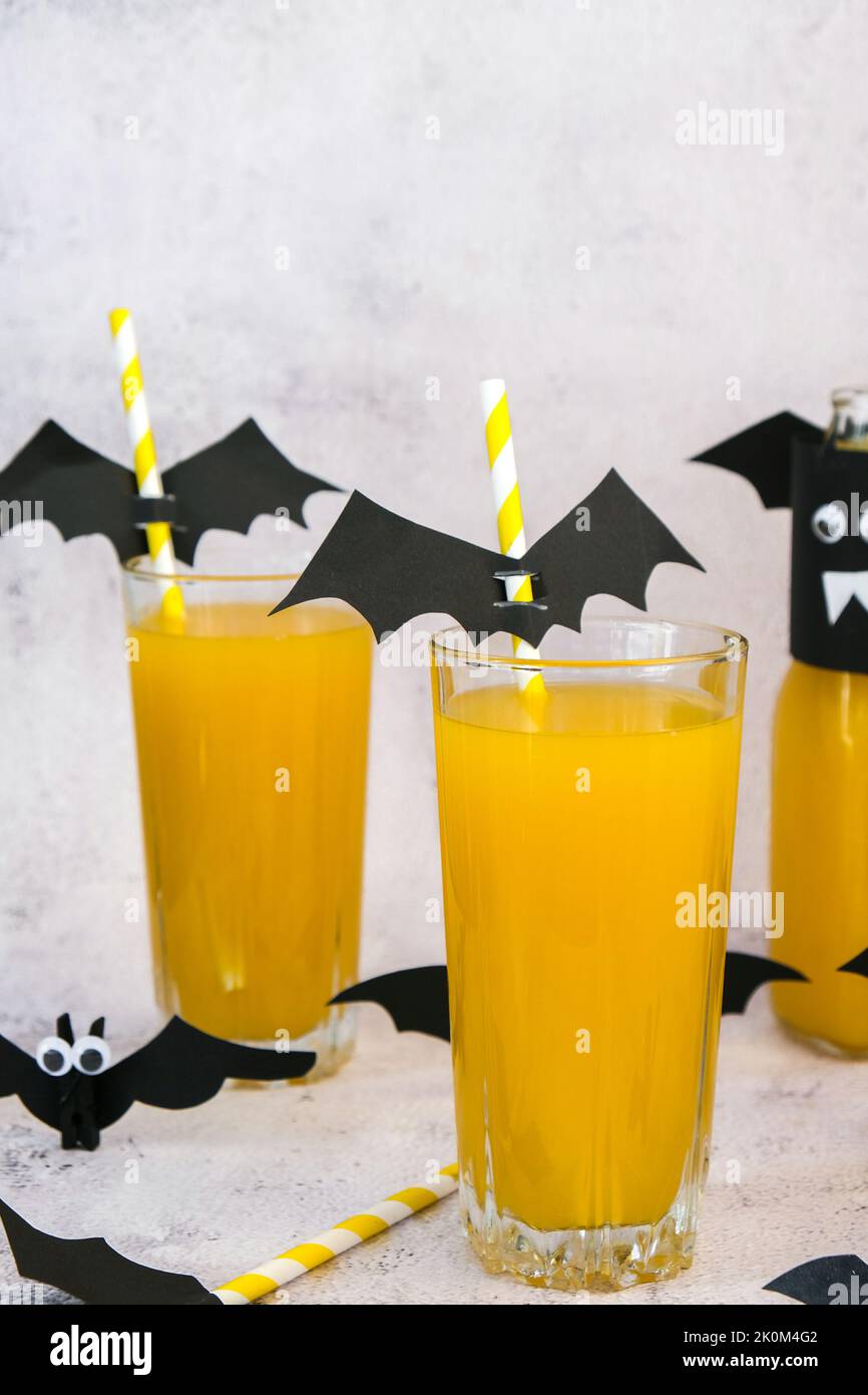 Halloween Mocktails. Orange non-alcoholic cocktail for Halloween party ...