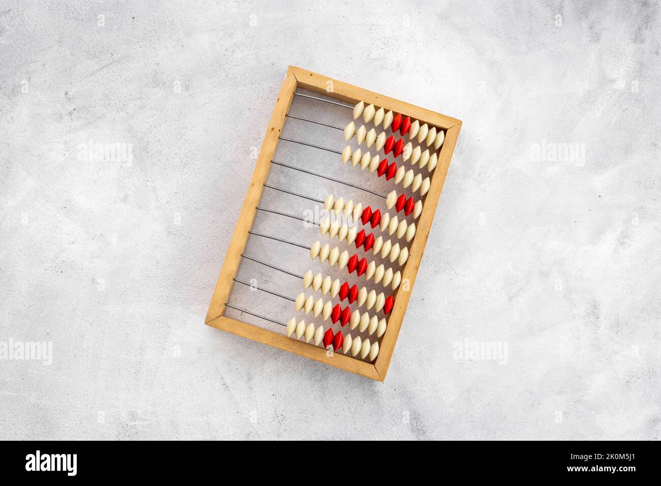 Old accounting wooden abacus. Financial calculations background Stock ...