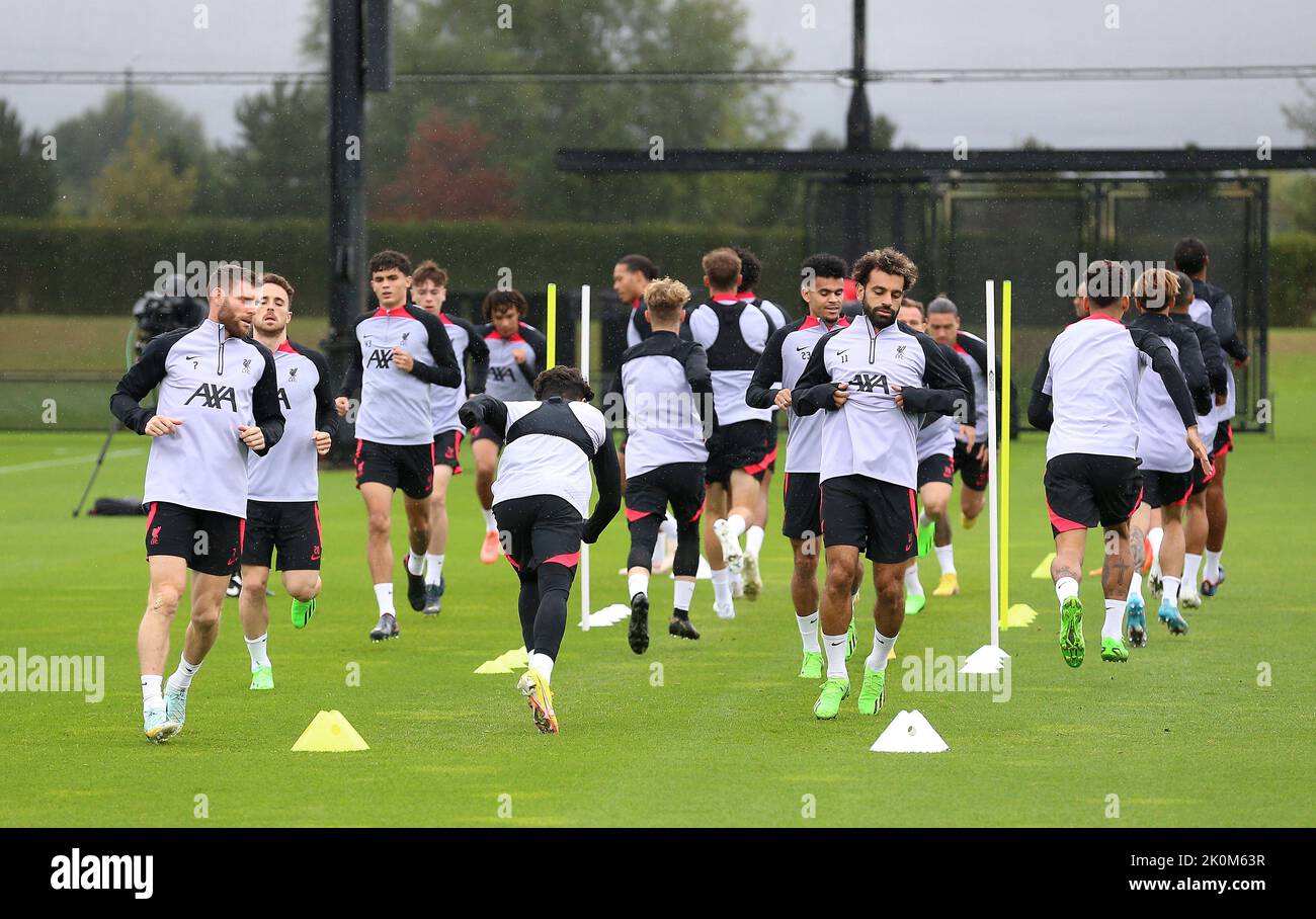 Liverpool players during a training session at the AXA Training Centre ...