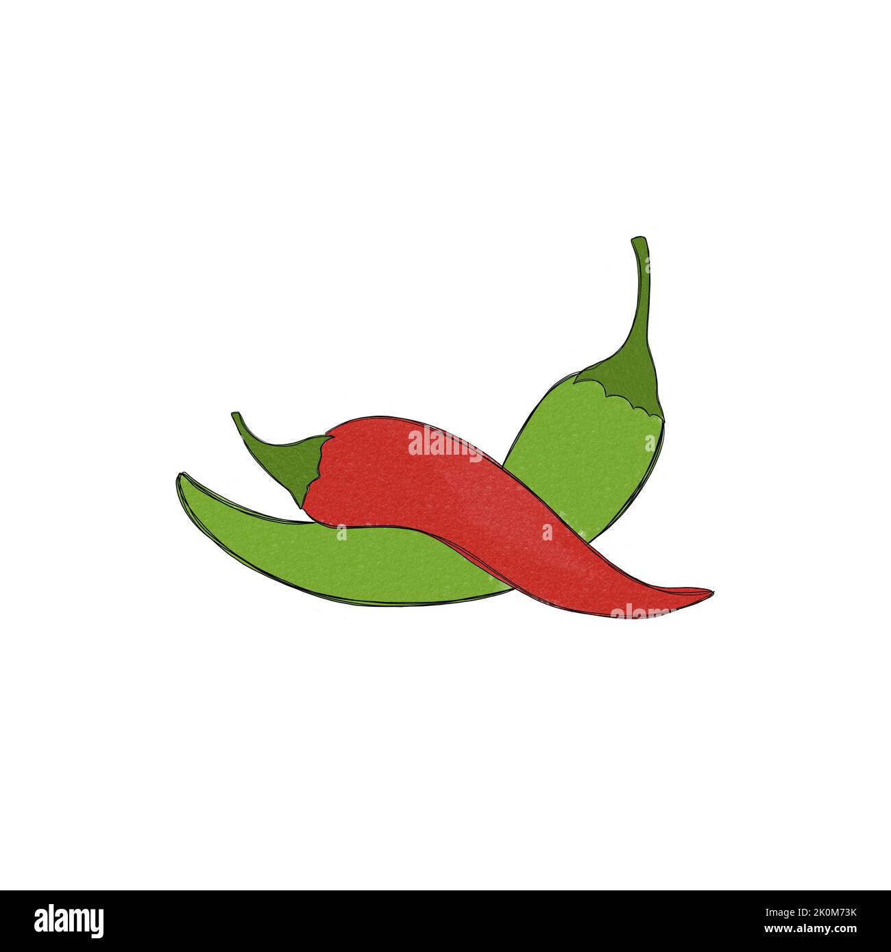 set of hot chili peppers watercolor freehand drawing Stock Photo - Alamy