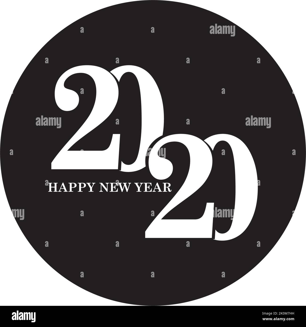 Happy New Year 2020 Text Design Pattern, Vector illustration Stock ...