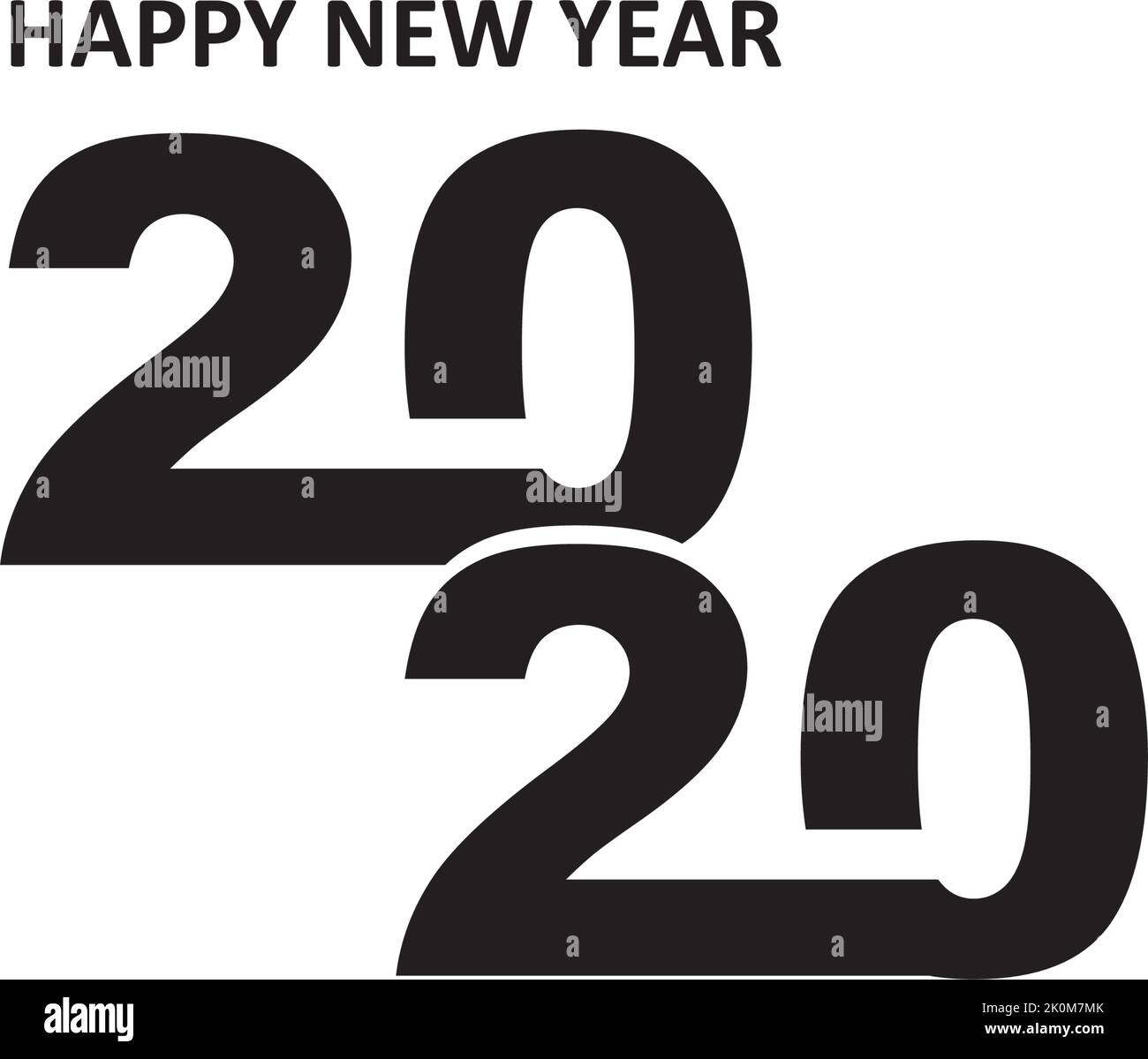 Happy New Year 2020 Text Design Pattern, Vector illustration Stock ...