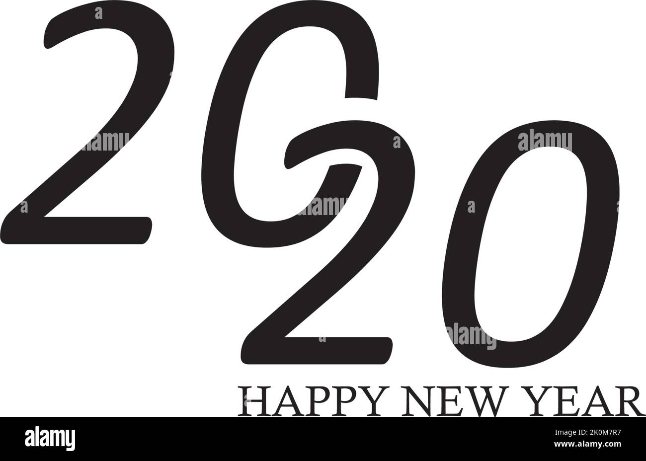 Happy New Year 2020 Text Design Pattern, Vector illustration Stock ...