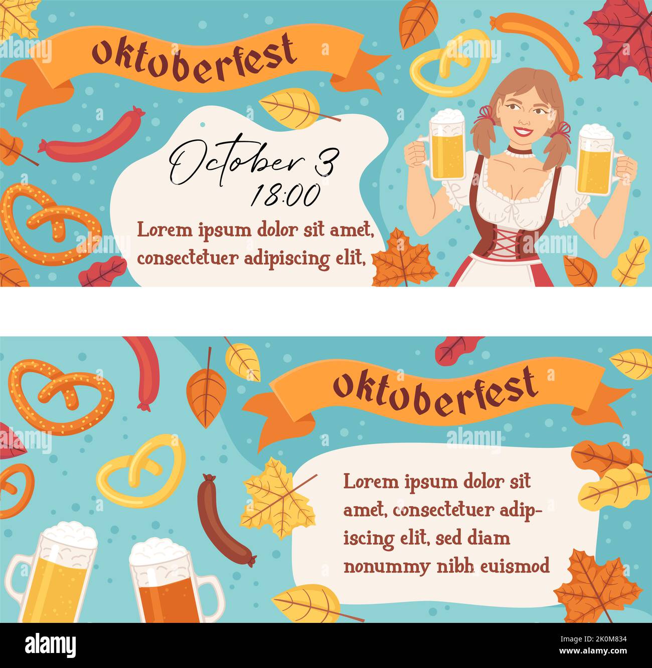 Oktoberfest banners set. Beer festival celebration. Stock vector ...