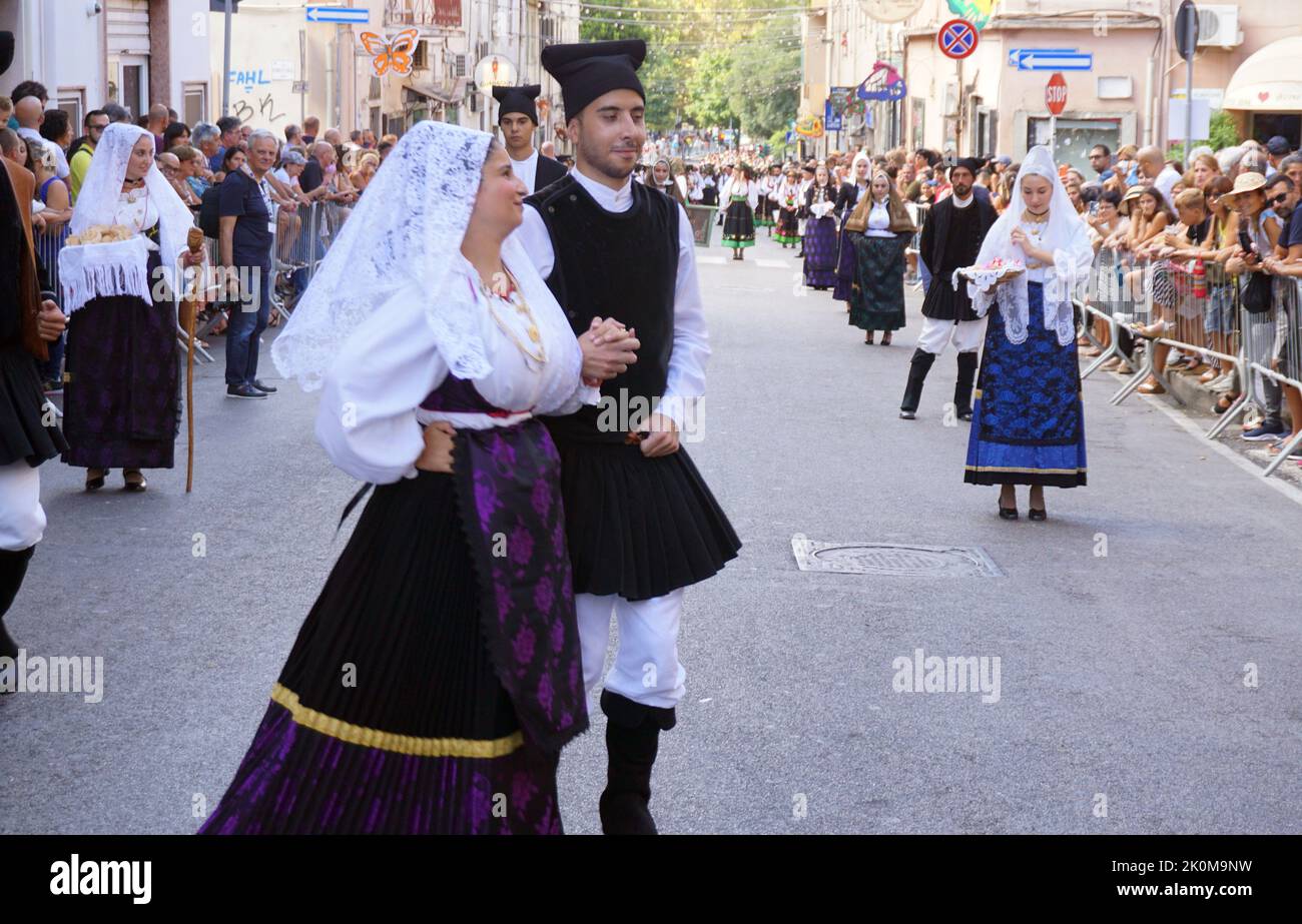 Sassari, Sardinia, Italy. Cavalcata Sarda 2022, traditional parade of ...