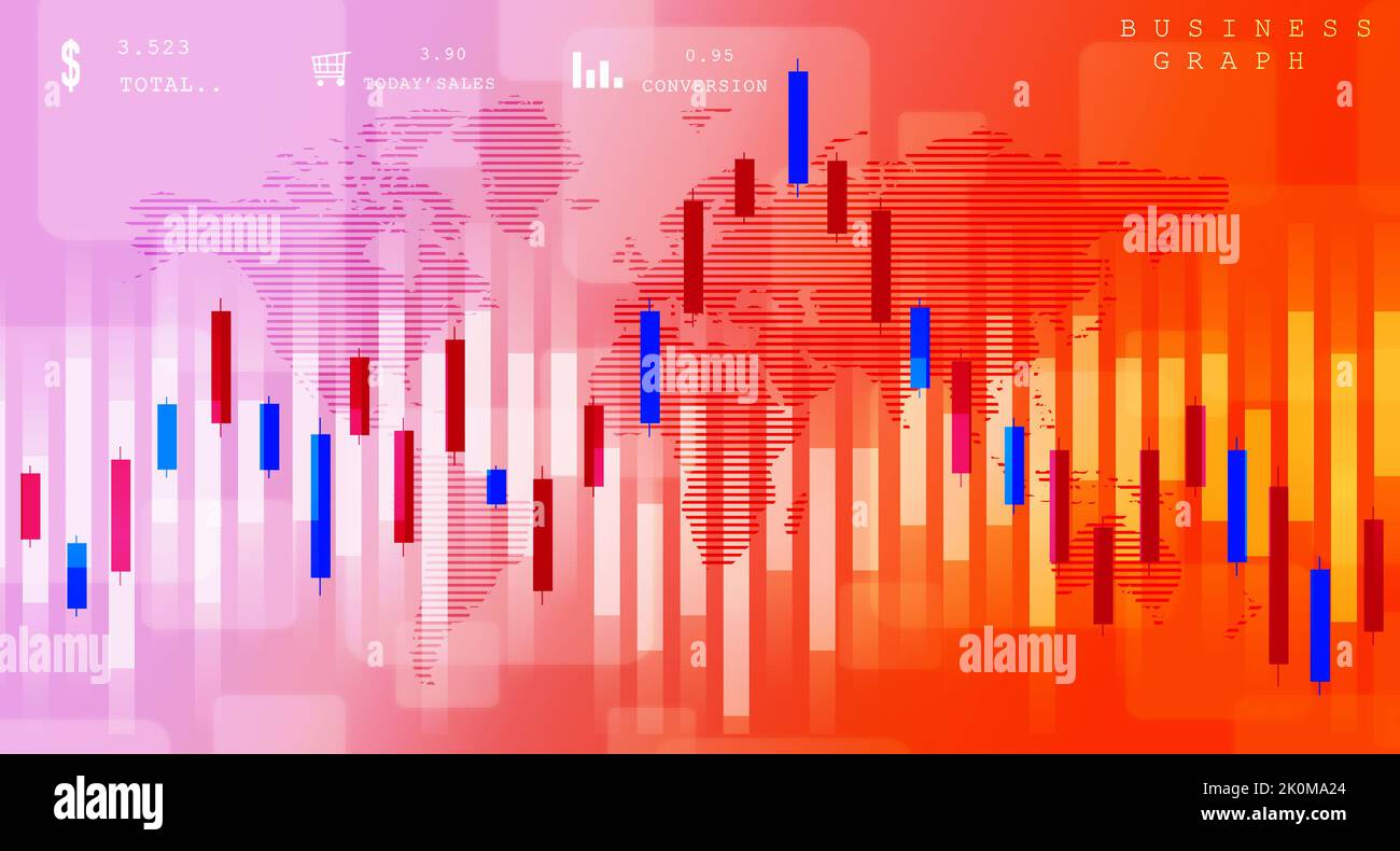 2d rendering Stock market online business concept. business Graph Stock ...