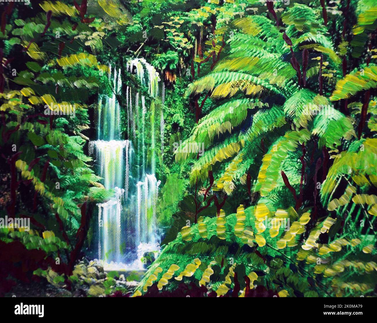 Art Oil painting Fine art color Beautiful waterfalls in Thailand Stock ...