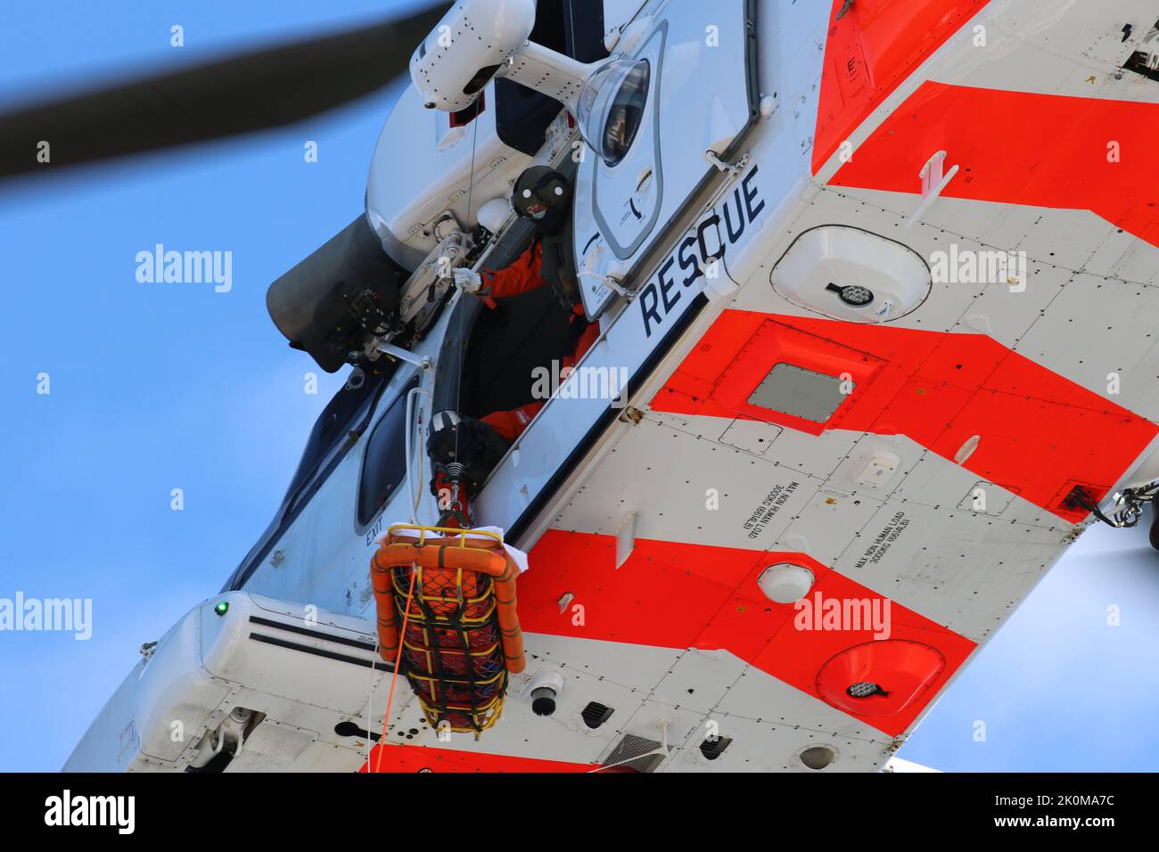 Emergency Marine evacuation by helicopter from a cruise ship in the ...