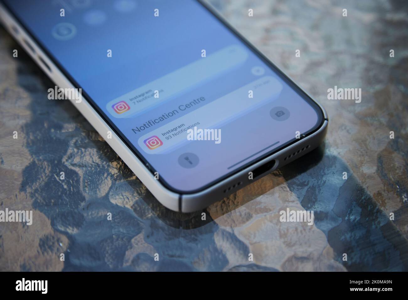 Apple iPhone 12 Pro Max with ios 16 and instagram notification on main ...