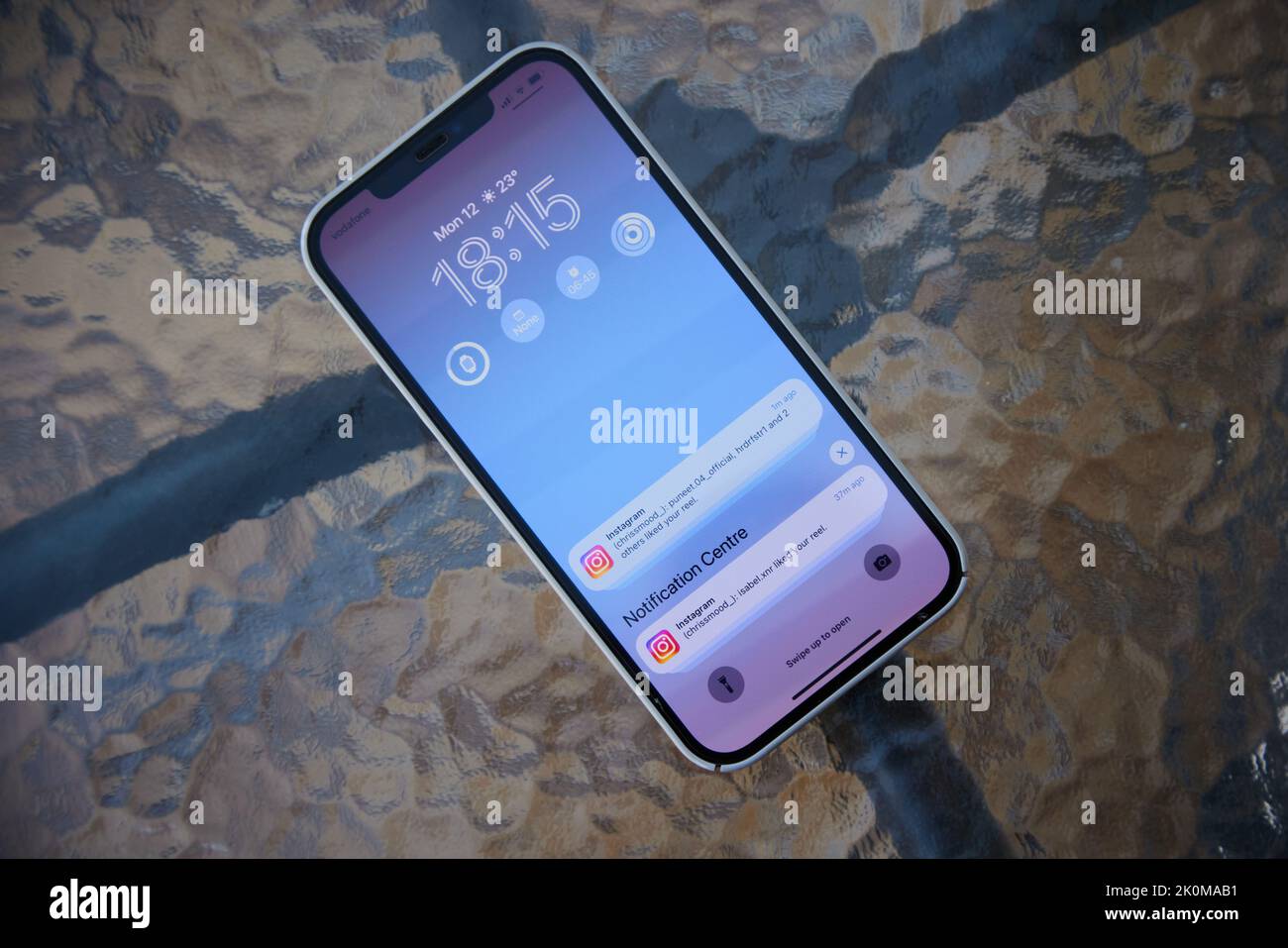 Apple iPhone 12 Pro Max with ios 16 and instagram notification on main ...