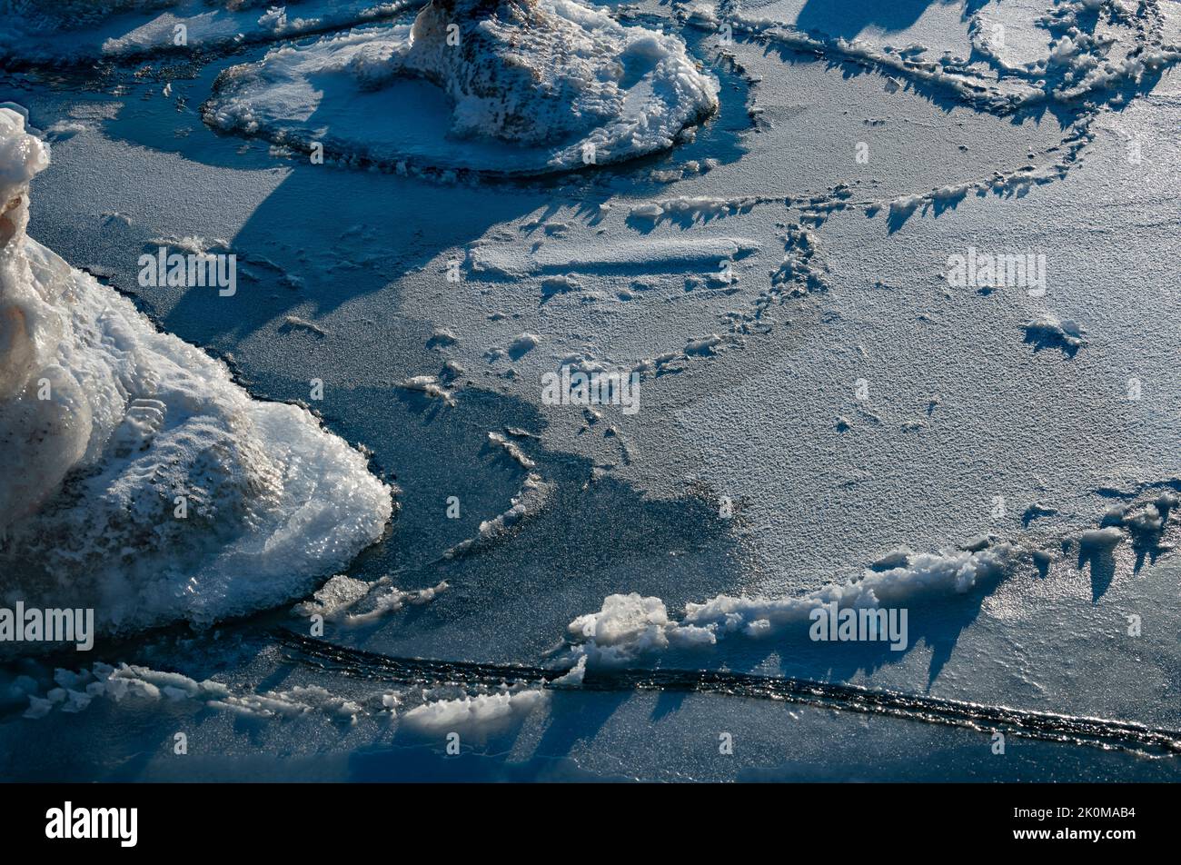 Ice piles up on the shores of lakes and takes many varied shapes ...