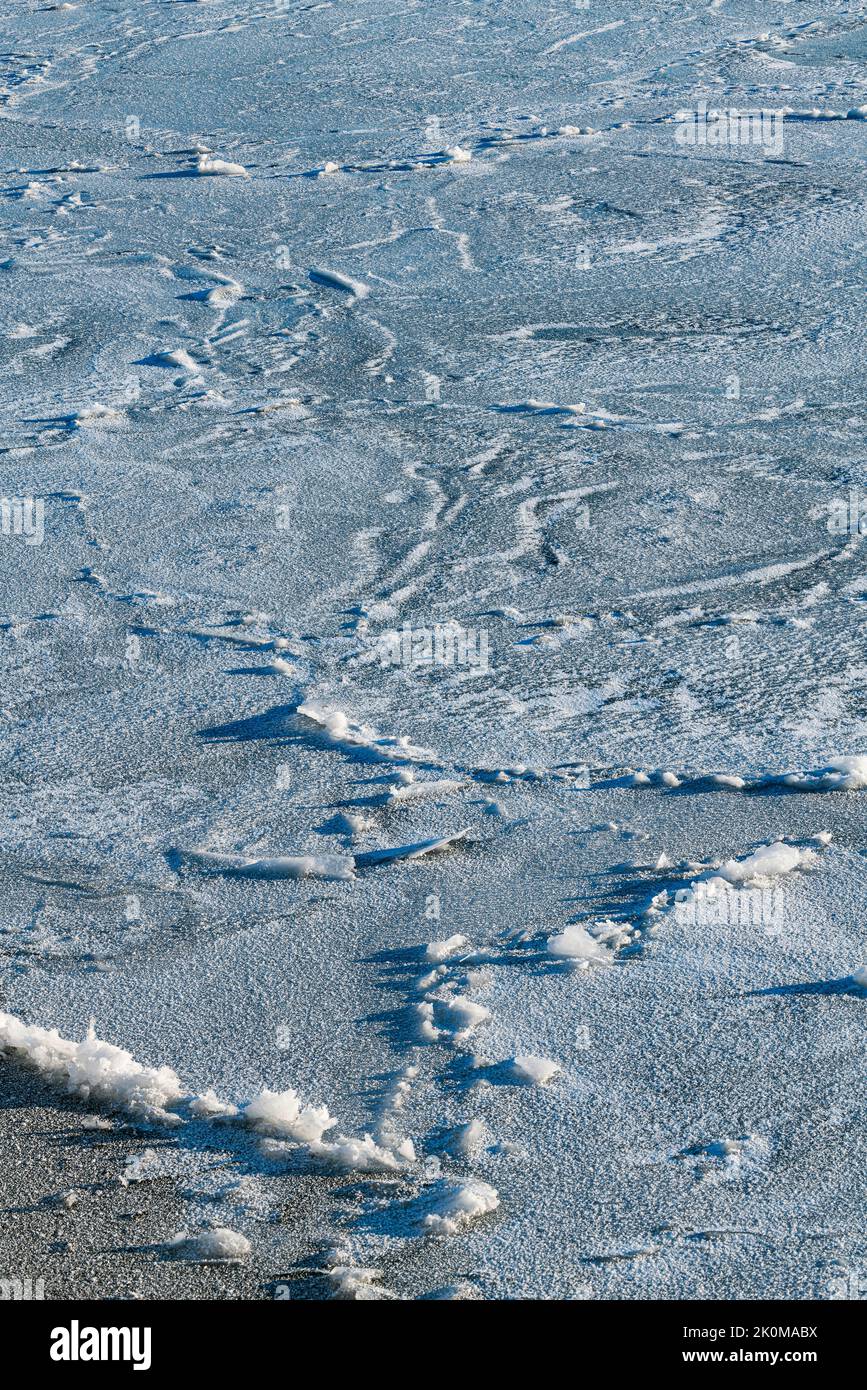 Ice piles up on the shores of lakes and takes many varied shapes ...