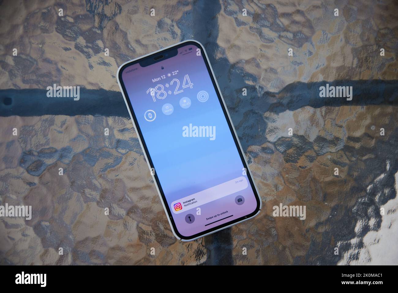 Apple iPhone 12 Pro Max with ios 16 and instagram notification on main ...