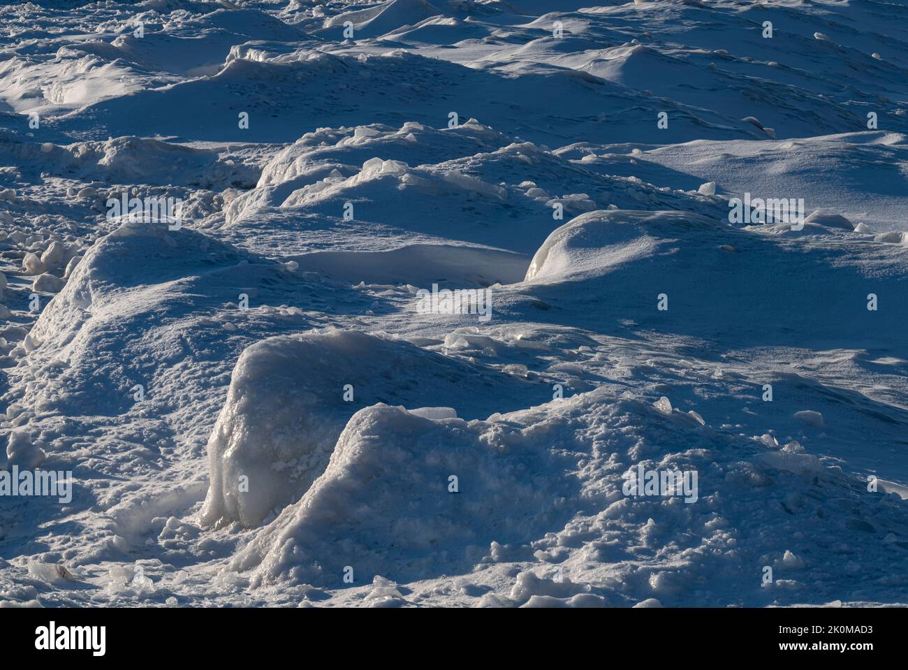 Ice piles up on the shores of lakes and takes many varied shapes ...