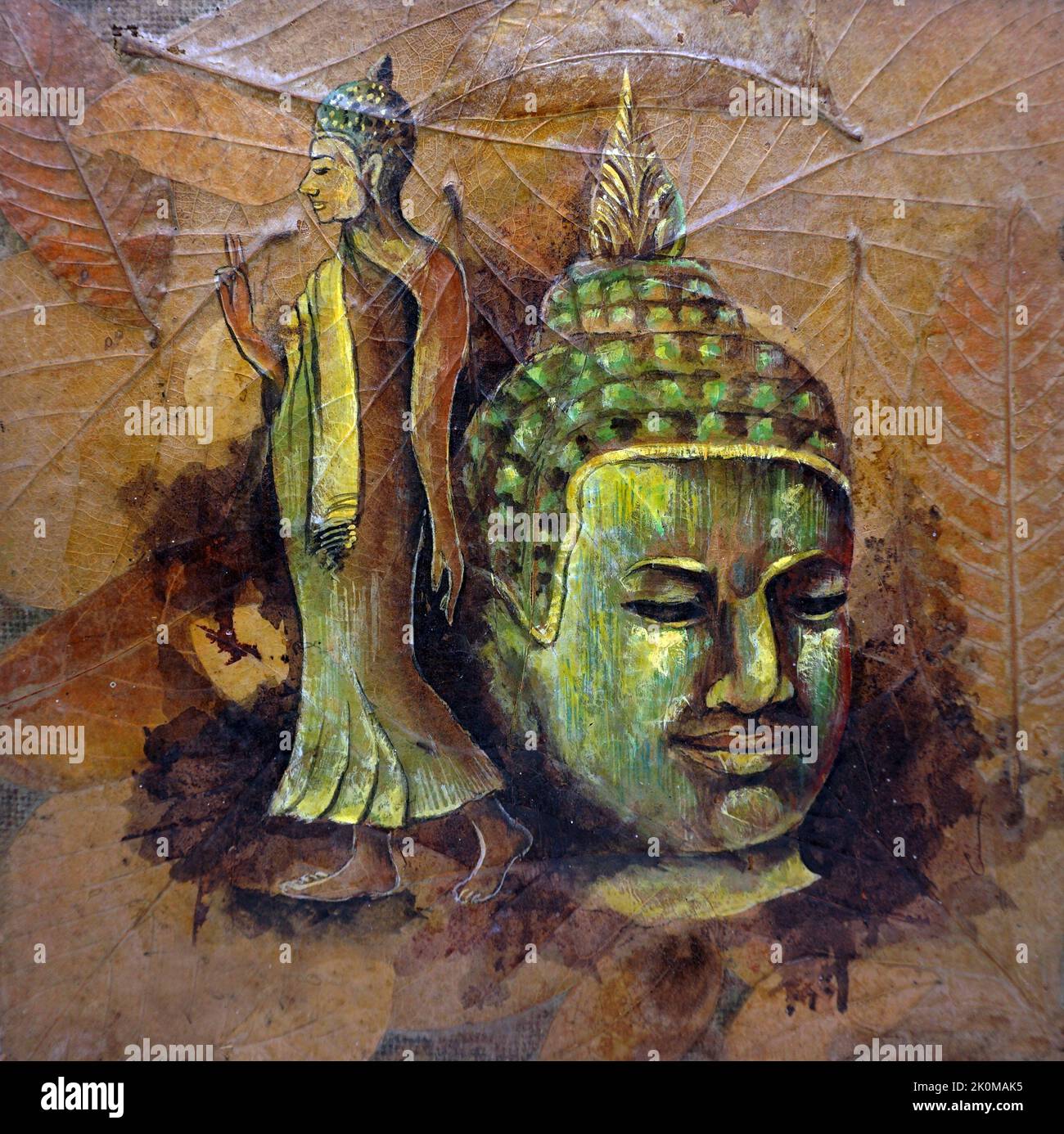 Art painting Oil color Buddha statue Thailand Stock Photo - Alamy