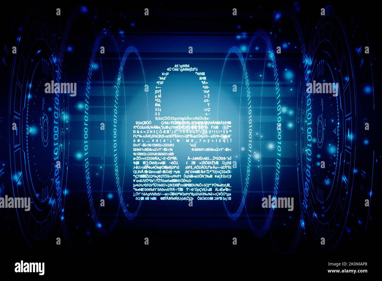 2d illustration Safety concept: Closed Padlock on digital background ...
