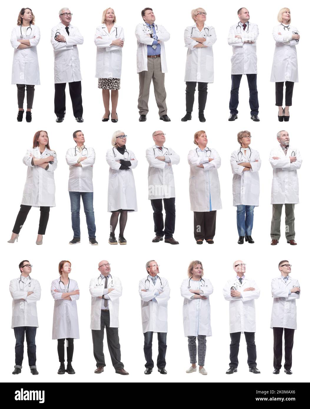 group of doctors standing in full length isolated on white Stock Photo ...
