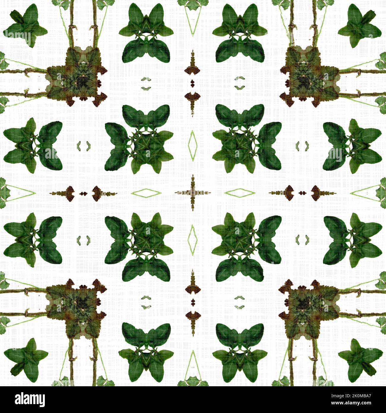 Foliage kaleidoscope seamless texture pattern. Trendy optic fresh ...