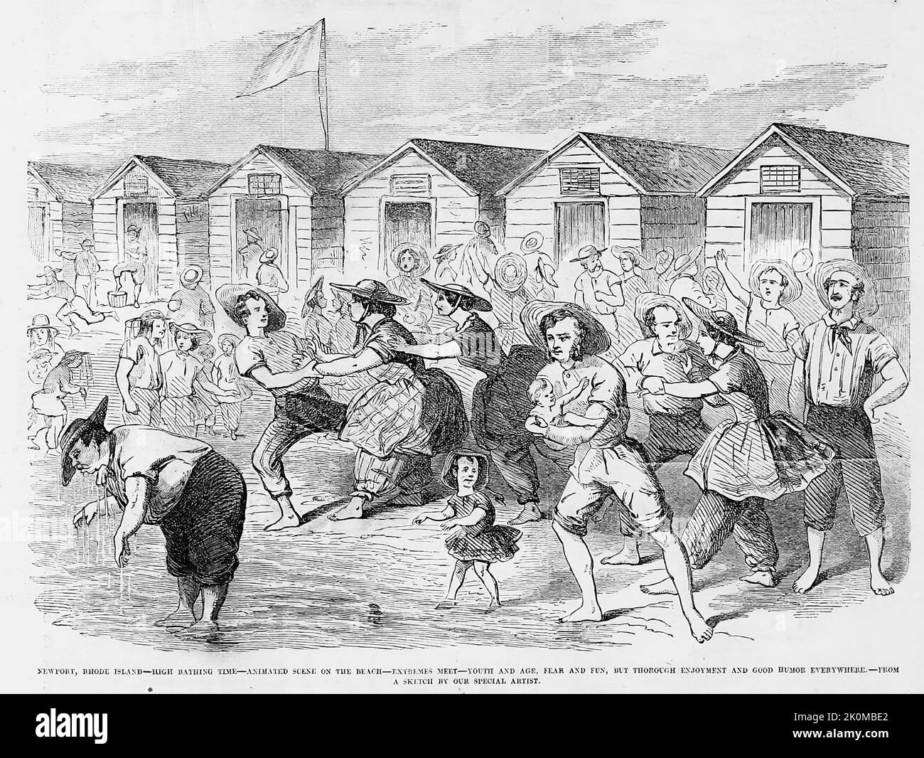 Newport, Rhode Island - High bathing time - Animated scene on the beach ...