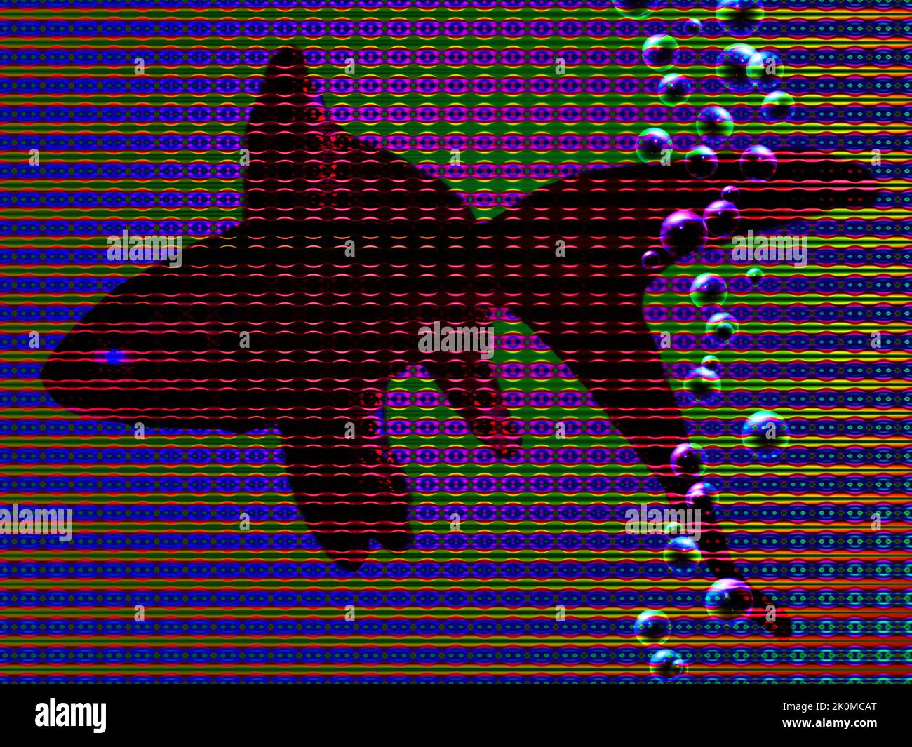 Vivid psychedelic fish. Abstract colorful background. 3D rendering ...