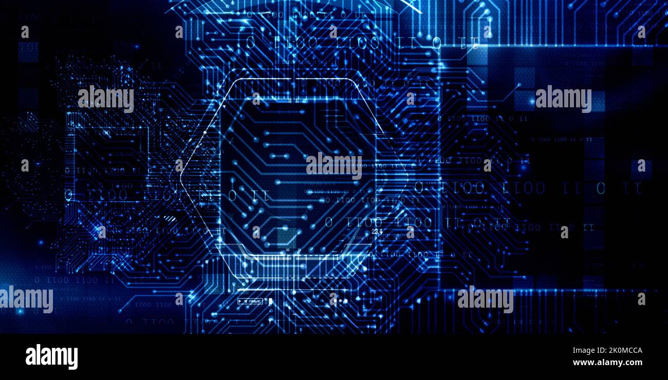 2d illustration Abstract futuristic electronic circuit technology ...