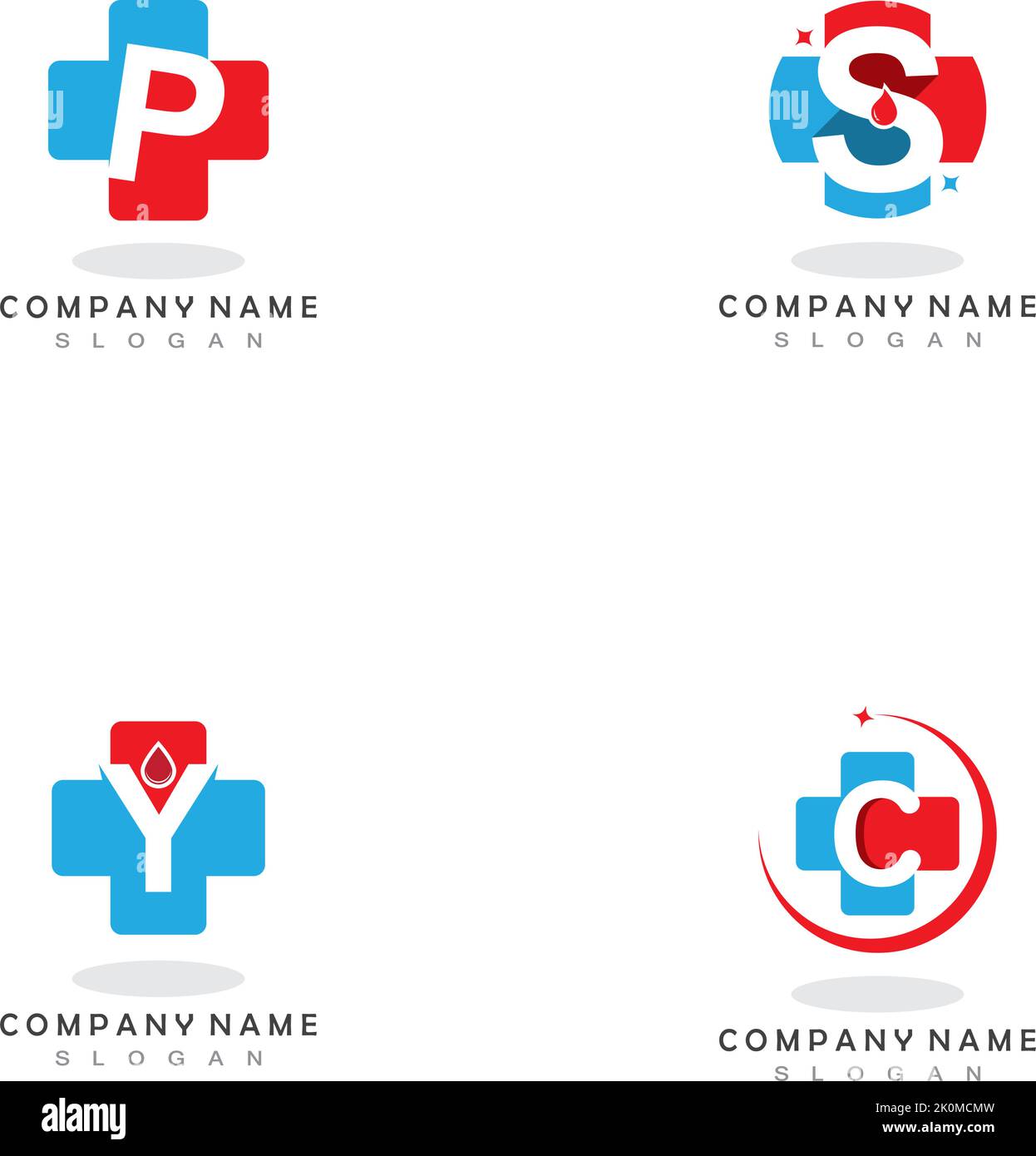 Set of Letter cross medical logo vector template Stock Vector Image ...