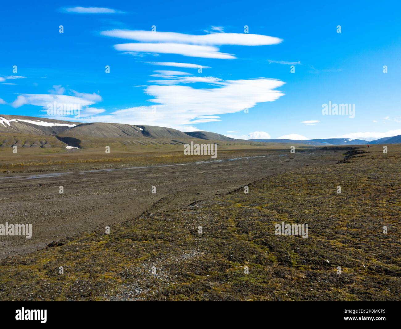 Panoramic view of snow free arctic landscape. Seen at Barentsoya Island ...