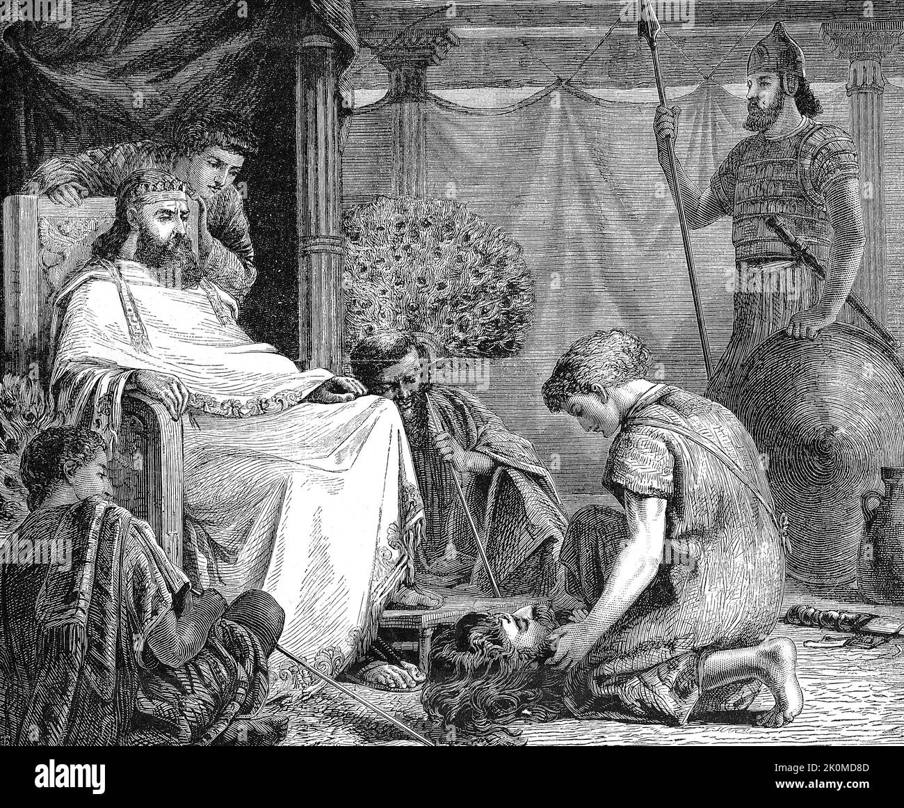 David und Goliath, David präsentiert Saul Goliaths Kopf / David and ...