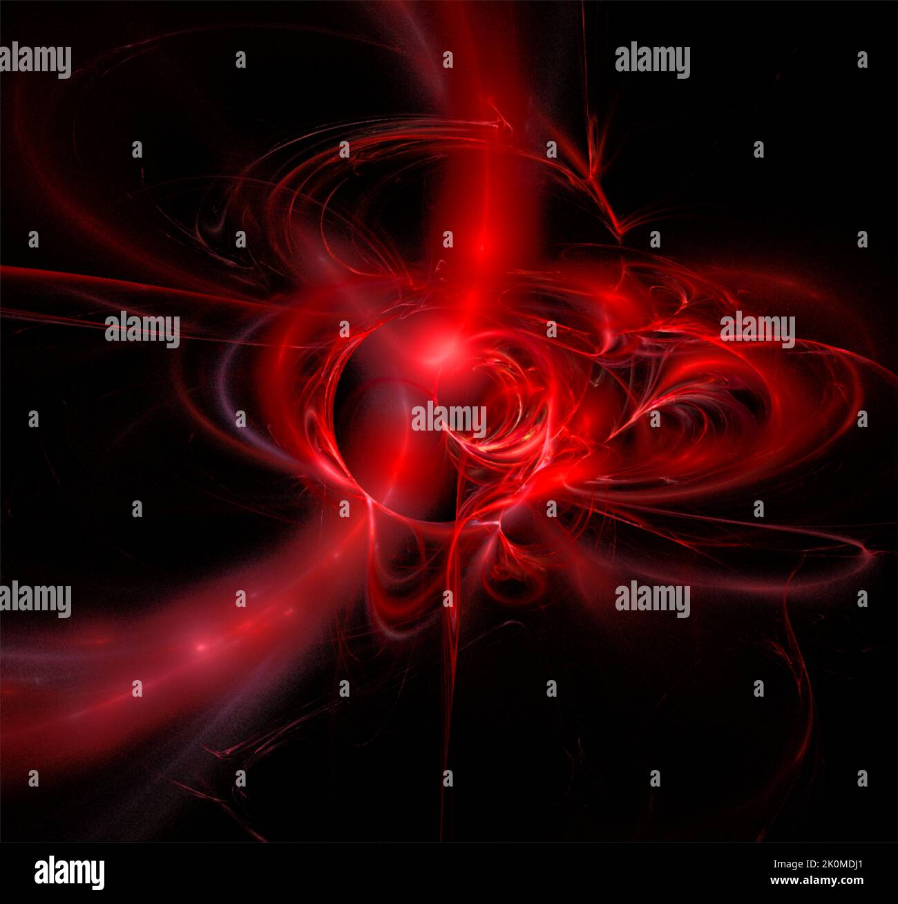 space fantasy illustration of red planetary system on dark space ...