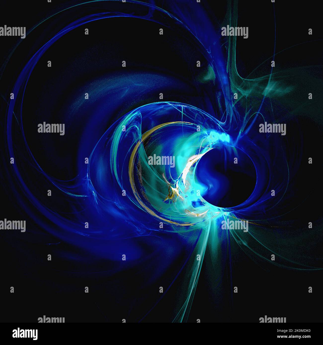 space fantasy illustration of a blue blue planet on dark space ...