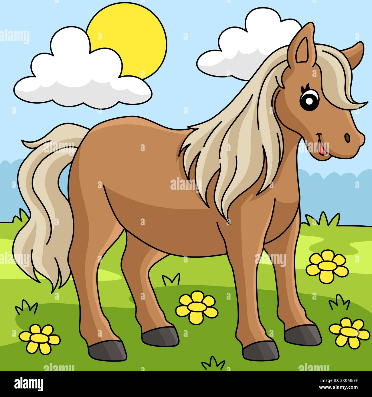 Pony Animal Colored Cartoon Illustration Stock Vector Image & Art - Alamy