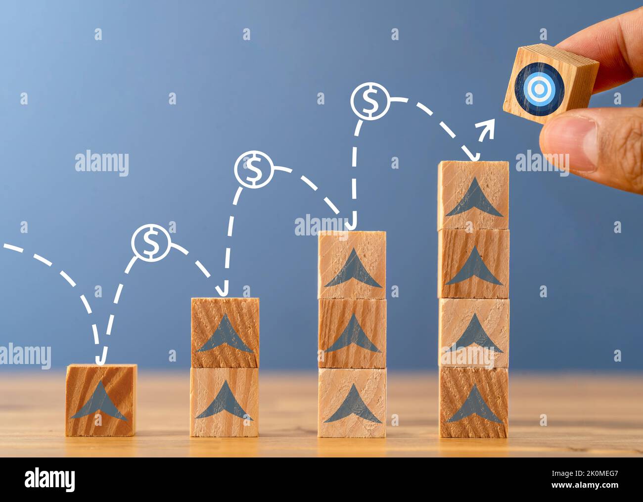 Close up photo of dollar sign and target icon in one frame as a symbol ...