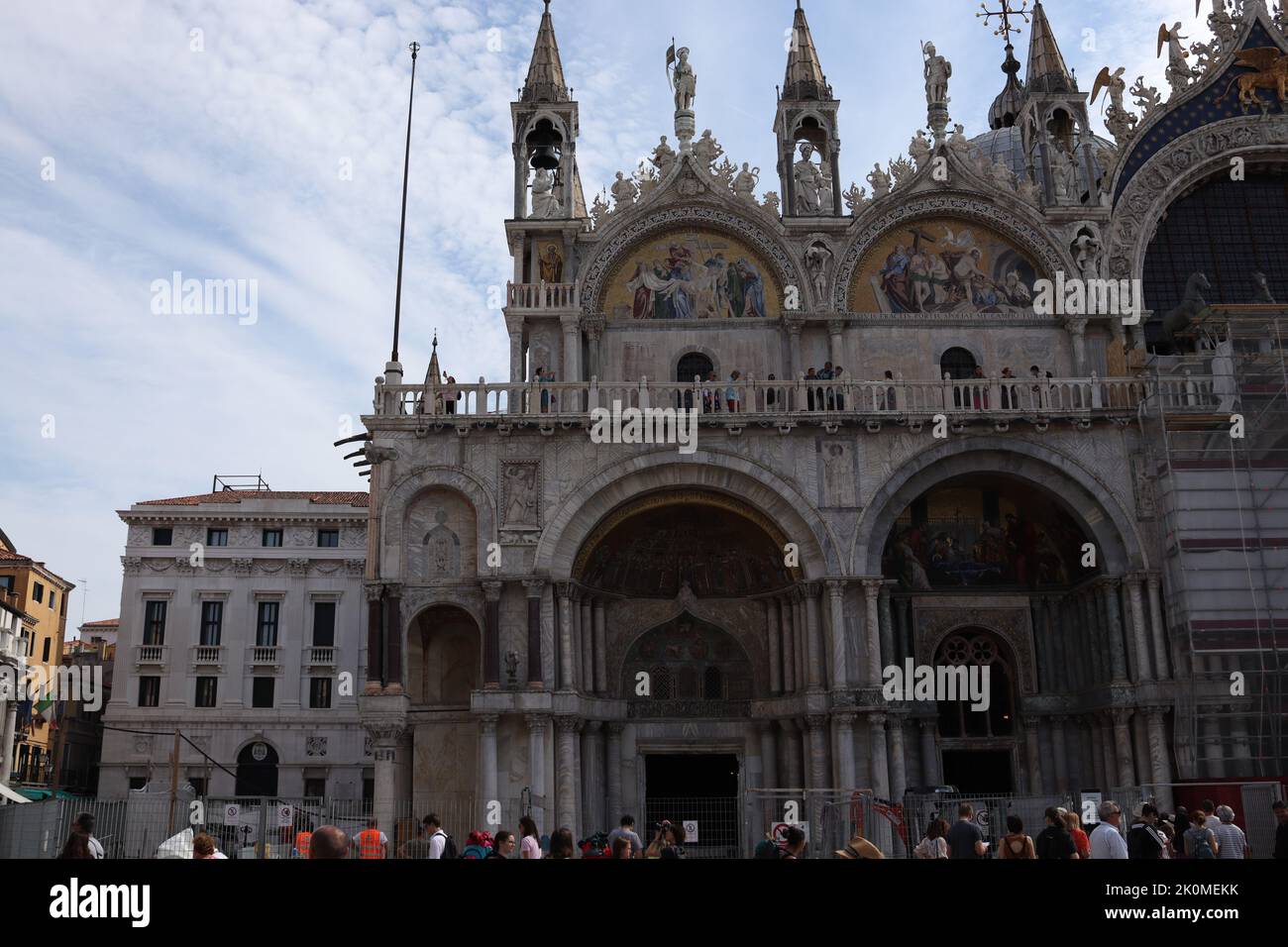 One of the facades of St. Mark's basilica in the historic center of ...