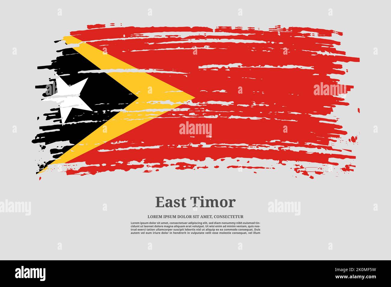 Timor-Leste - East Timor flag with brush stroke effect and information ...