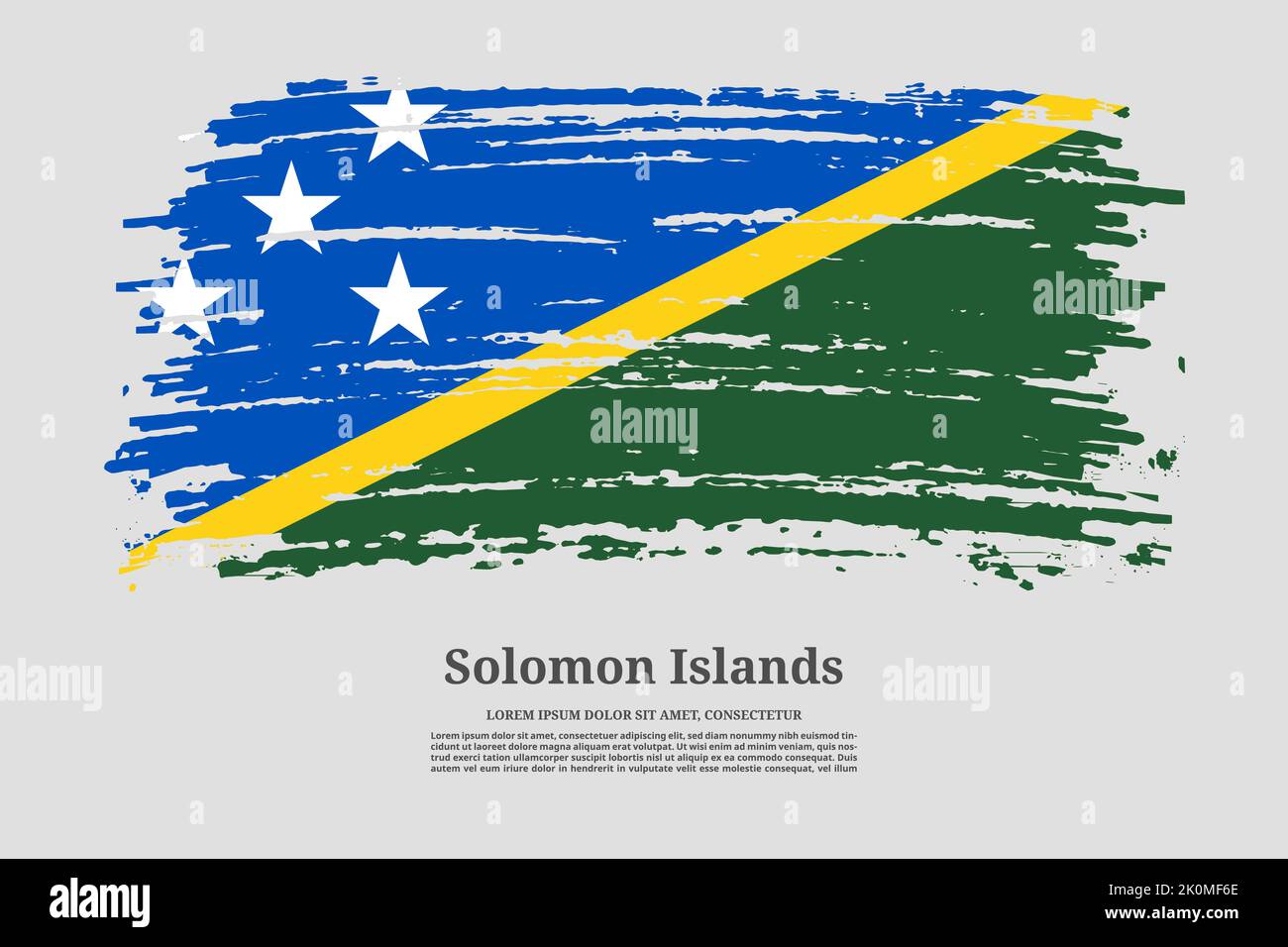Solomon Islands flag with brush stroke effect and information text ...