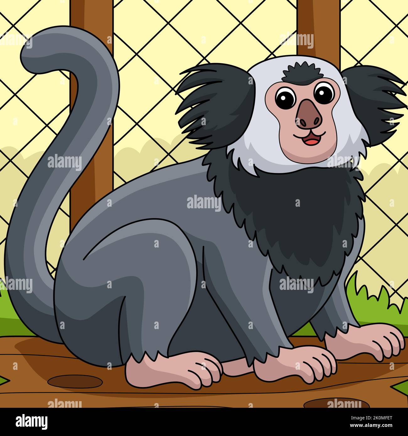 Marmoset Animal Colored Cartoon Illustration Stock Vector Image & Art - Alamy
