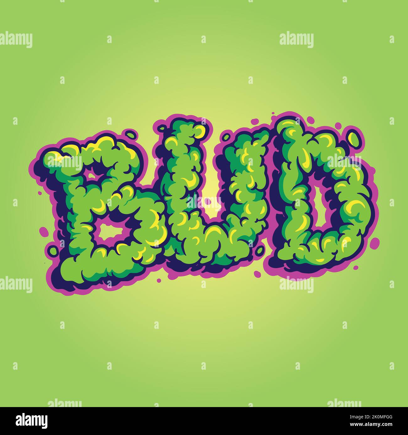 Weed bud smoke effect words lettering illustration vector illustrations ...