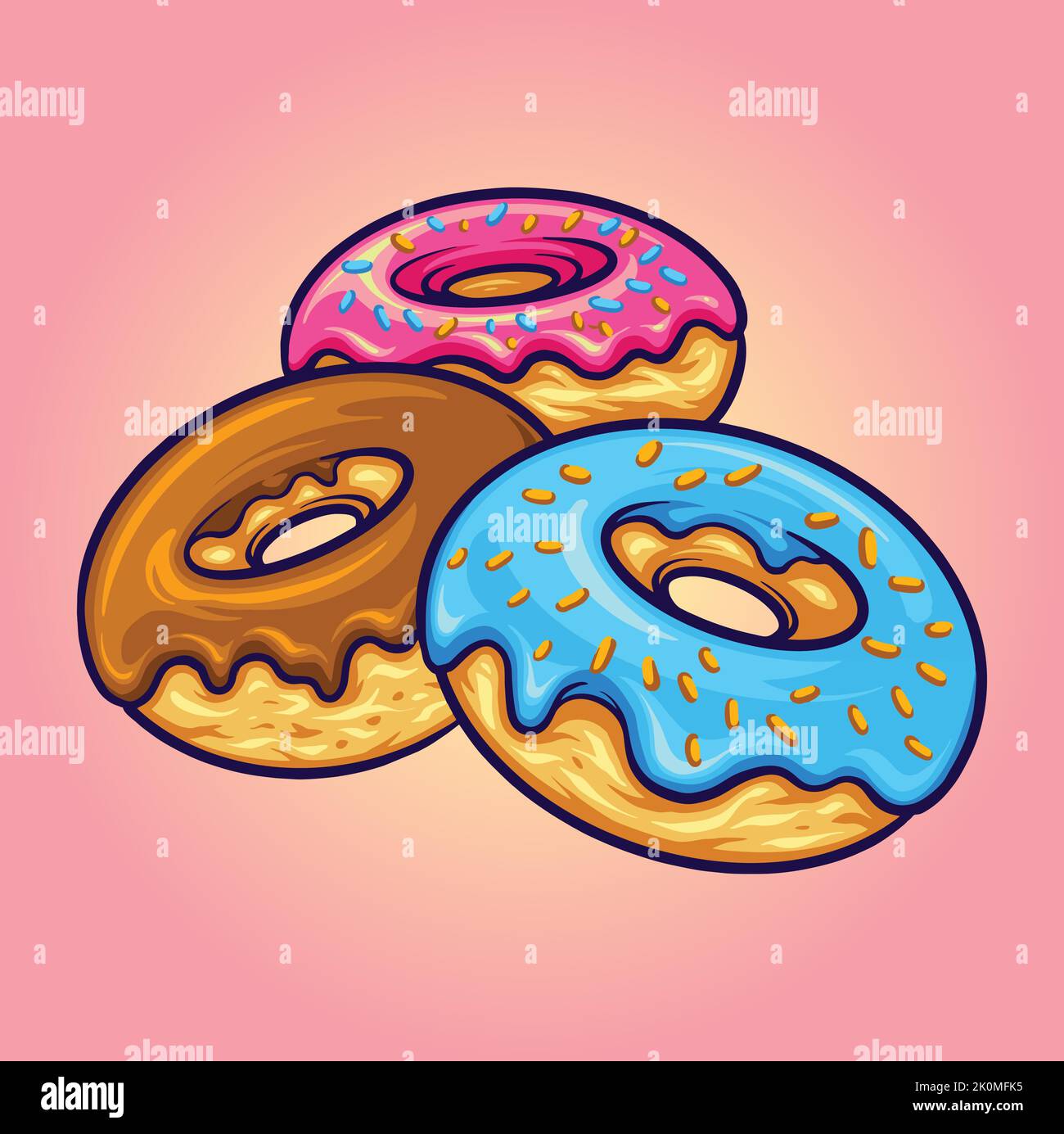 Delicious ring donuts cartoon illustration vector illustrations for ...